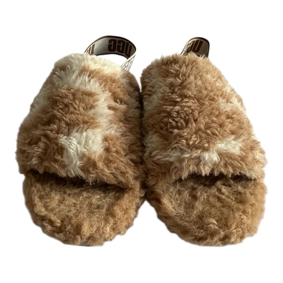 UGG | Shoes | Ugg Fuzzy Tan And Cream Slides | Poshmark